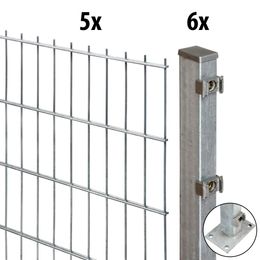 GARDEN 'N' MORE Doppelstabmattenzaun "Excellent", H/L: 100cm x 10m, Pfosten: 6 Stk., grau, Zaunelemente, 5 Elemente f&uuml;r 10 m, LxH: 200 x 103 cm, mit