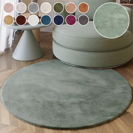 Hochflor-Teppich Esprit, H:25mm &Oslash;:150cm, blau, Kunstfaser, Teppiche, "Alice ESP-4377 Kunstfell", Kaninchenfell-Haptik, besonders weich und dicht, f&uuml;r