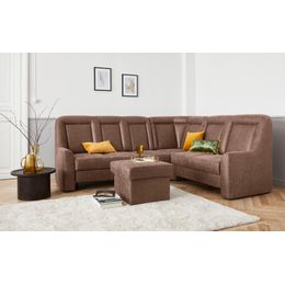 Sit & More Ecksofa SIT & MORE, B:257cm T:217cm, braun, 100% Polyester, Wohnzimmer, Sofas, "Melissa L-Form", klassisches Polsterprogramm, wahlweise Bettfunktion