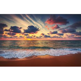 papermoon Fototapete "STRAND-SONNENUNTERGANG WOLKEN D&Auml;MMERUNG MEER LANDSCHAFT", B/L: 4m x 2,6m, Bahnen: 8 Stk., bunt, Schlafzimmer, Tapeten