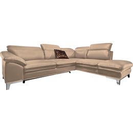Ecksofa COTTA, B:293cm H:84cm T:232cm, braun, Luxus-Kunstleder;NaturLeder, im R&uuml;cken mit schwarzem Spannstoff bezogen, Wohnzimmer, Sofas, "Teresa