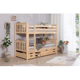 Etagenbett Ticaa, B:103,5cm H:160cm L:213cm, beige, Kinderzimmer, Etagenbetten, "Sammy", mit Rollrost und Schubk&auml;sten &raquo;Marlies&laquo;, Kiefer