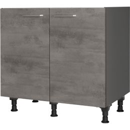 Sp&uuml;lenschrank Nobilia, B:90cm H:87cm T:58,3cm, grau, K&uuml;che, Schr&auml;nke, ""Riva", vormontiert, mit h&ouml;henverstellbaren Sockelf&uuml;&szlig;en", Breite 90 cm