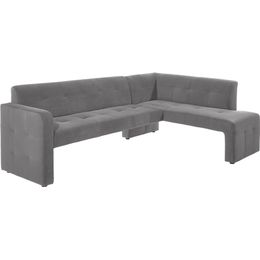 Essbank, B:157cm H:82cm T:245cm, grau, exxpo - SOFA FASHION, Luxus-Microfaser (100% Polyester), K&uuml;che, Sitzb&auml;nke, "Barista, bequem und elegant, hohe