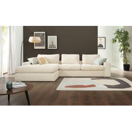 Ecksofa Alina, B:326cm T:180cm, beige, Cord GCT (92% Polyester, 8% Nylon), Wohnzimmer, Sofas, "Sandy", mit Recamiere, in modernem Cordstoff