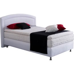 Boxspringbett, B:114cm L:210cm, wei&szlig;, Westfalia Schlafkomfort, Bezug Unterbox und Kopfteil: Mikrovelours, strapazierf&auml;hig und pflegeleicht (100%