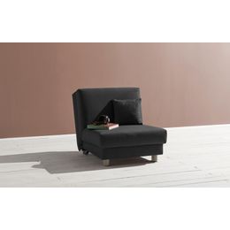 ell+ell Schlafsofa ELL + ELL, B:85cm H:90cm T:100cm, grau, Jugendzimmer, Sofas, "Enny", Liegefl&auml;che Breite 80 cm, Liegeh&ouml;he 45 cm, F&uuml;&szlig;e alufarben, R&uuml;ckenlehne