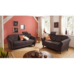 2-Sitzer Home Affaire, B:163cm H:89cm T:90cm, braun, Luxus-Microfaser Lederoptik (100% Polyester);Struktur weich ( 97% Polyester, 3%