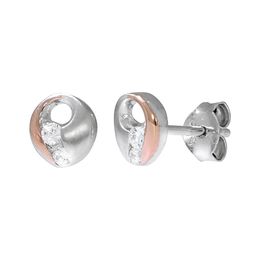 Vivance Damen Paar Ohrstecker "925 Silber zweifarbig rose Zirkonia", one-size, Silber 925 (Sterlingsilber), rot, Silber 925 (Sterlingsilber), Ohrringe