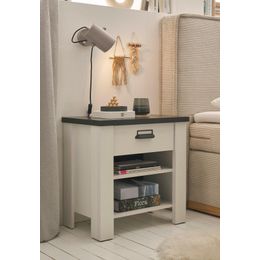 Nachtkommode Home Affaire, B:60cm H:61cm T:39cm, wei&szlig;, Sideboards, "SHERWOOD", mit Apothekergriff aus Metall, Schubkasten "Soft close", Breite 60 cm