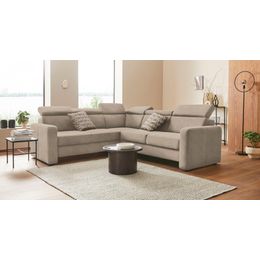 Sit & More Ecksofa SIT & MORE, B:247cm H:84cm T:227cm, beige, Wohnzimmer, Sofas, "Bologna L-Form", Kopfteilverstellung, wahlweise mit Bettfunktion und