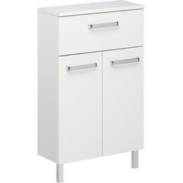 Unterschrank SAPHIR, B:50cm H:81cm T:20cm, wei&szlig;, Badezimmer, Schr&auml;nke, "Quickset Badschrank mit 2 T&uuml;ren, 1 Schublade, 50 cm breit",