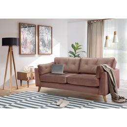 3-Sitzer Home Affaire, B:201cm H:88cm T:87cm, lila, Struktur weich (100% Polyester);Samtoptik (100% Polyester), Sofas, "Copenhagen", feiner Keder,