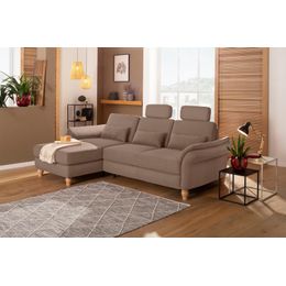 Ecksofa Home Affaire, B:266cm H:89cm T:164cm, braun, Struktur fein (100% Polyester);Struktur (100% Polyester);Luxus-Microfaser Lederoptik (100%