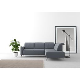 Sit & More Ecksofa SIT & MORE, B:249cm H:84cm T:205cm, blau, Wohnzimmer, Sofas, "Bailando L-Form", wahlweise mit Kopfteilverstellung und Vorziehsitz, motorisch