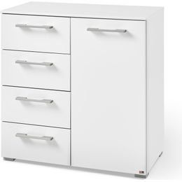 Kombikommode, B:80cm H:81cm T:42cm, wei&szlig;, SET ONE BY Musterring, Holzwerkstoff, Schlafzimmer, Sideboards, "Henderson", mit 1 T&uuml;r und 4 Schubladen