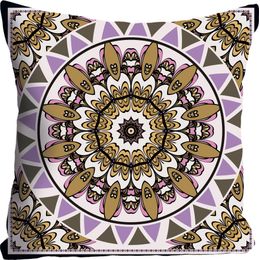 Dekokissen queence, B:40cm L:40cm, bunt, Polyester, Dekokissen_Sitzkissen_Kissenh&uuml;llen, "&raquo;Mandala&laquo;", Kissenh&uuml;lle ohne F&uuml;llung, 1 St&uuml;ck