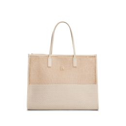 Tommy Hilfiger Damen Tragetasche "TH CITY SUMMER TOTE WOVEN", beige, Lederimitat, Textil, kontrastfarbene Details, Taschen, Damen Umh&auml;ngetasche,