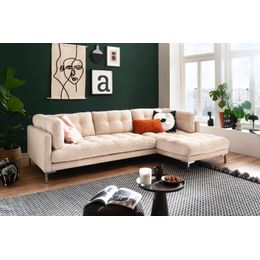 Ecksofa TRENDS BY HG, B:275cm H:75cm T:158cm, beige, Wohnzimmer, Sofas, "Landau L-Form", in Cord-Stoff mit Metallfu&szlig;