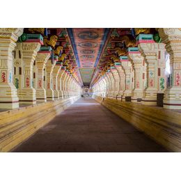 papermoon Fototapete "Ramanathaswamy Tempel", B/L: 5m x 2,8m, Bahnen: 10 Stk., bunt, Wohnzimmer, Tapeten
