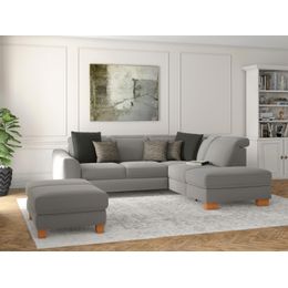 Sit & More Ecksofa SIT & MORE, B:263cm H:86cm T:219cm, grau, Wohnzimmer, Sofas, "Dundee L-Form", mit Federkern und Massivholzf&uuml;&szlig;en, wahlweise mit