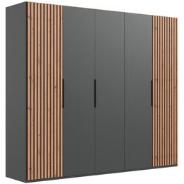 Dreht&uuml;renschrank wimex, B:250cm H:216cm T:58cm, schwarz, Spanplatte, Schr&auml;nke, "Andorra by fresh to go", Mit 3D-Leisten f&uuml;r Akustikpaneel-Optik