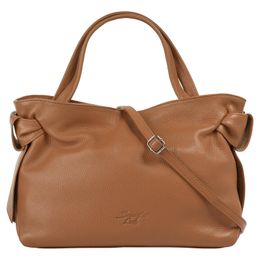Samantha Look Damen Henkeltasche, braun, Leder, leicht gl&auml;nzend, unifarben, Taschen, echt Leder, Made in Italy