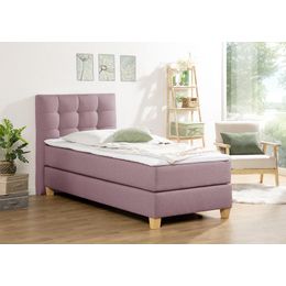 Boxspringbett Home Affaire, B:104cm L:211cm, lila, Komplettbetten, "Moulay", inkl. Topper, in 3 H&auml;rtegraden, TFK auch in H&auml;rtegrad 4