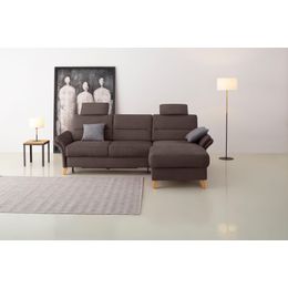 Ecksofa Home Affaire, B:252cm H:90cm T:162cm, braun, 100% Polyester, Wohnzimmer, Sofas, "Westerland L-Form", Federkern-Polsterung, wahlweise mit