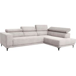 Ecksofa Alina, B:302cm H:102cm T:210cm, grau, Cord GCT (92% Polyester, 8% Nylon), Wohnzimmer, Sofas, "Hikari", wahlweise mit Sitzvorzug, in modernem