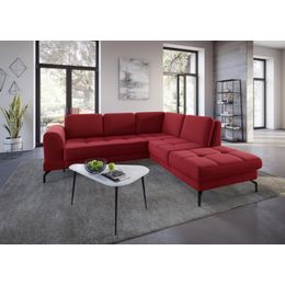 Sit & More Ecksofa SIT & MORE, B:258cm H:87cm T:226cm, rot, Wohnzimmer, Sofas, "Bendigo L-Form", inklusive Sitztiefenverstellung, Bodenfreiheit 15 cm, in 2