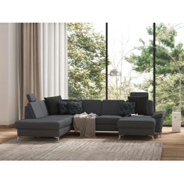 Sit & More Wohnlandschaft SIT & MORE, B:340cm H:89cm T:228cm, blau, Sofas, "Padua U-Form", inklusive Sitztiefenverstellung, Armteilfunktion und Federkern