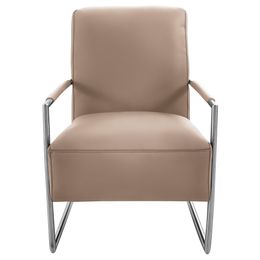 K+w Komfort & Wohnen Cocktailsessel, B:62cm H:77cm T:83cm, beige, K+W KOMFORT & WOHNEN, Sessel, mit bezogenen Armlehnen, Gestell in Metall Edelstahloptik
