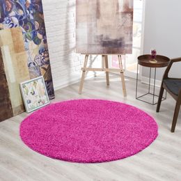 Hochflor-Teppich Sanat, H:30mm &Oslash;:150cm, pink, Kunstfaser, Teppiche, "LOCA , auch als L&auml;ufer und in Rund", Wohnzimmer, Langflor, Shaggy, Schlafzimmer
