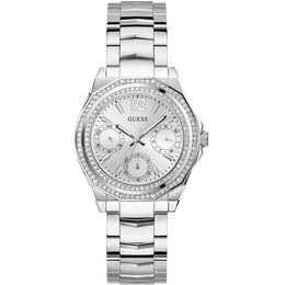 Guess Damen Multifunktionsuhr "RITZY", silber, Armbanduhren, Armbanduhr, Quarzuhr, Damenuhr