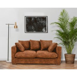 2-Sitzer Home Affaire, B:175cm H:80cm T:113cm, braun, 100% PES, Sofas, "Coray", extra weich und kuschelig, F&uuml;llung mit Federn und Daunen