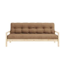 Schlafsofa Karup Design, B:205cm H:79cm T:95cm, braun, Matratzenmaterialzusammensetzung: Futonmatratze mit Knopfheftung, H&ouml;he 14 cm, aus recyceleten