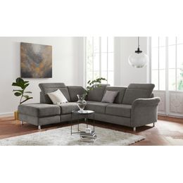 Sit & More Ecksofa SIT & MORE, B:249cm T:221cm, braun, Wohnzimmer, Sofas, "Darwin L-Form", inklusive Federkern, wahlweise mit Kopfteilverstellung, Bettfunktion