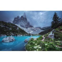 papermoon Fototapete "Photo-Art JEAN CLAUDE CASTOR, VENETIEN - LAGO DI SORAPIS PANORAMA", B/L: 4,5m x 2,8m, Bahnen: 9 Stk., bunt, Schlafzimmer,