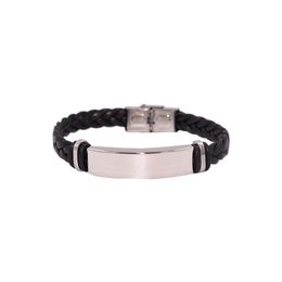 Firetti Herren Lederarmband "Schmuck Geschenk Armschmuck ID-Armband- Optik", 20cm, Edelstahl Kautschuk Leder, schwarz, Edelstahl, Kautschuk, Leder,