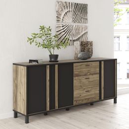 Sideboard FORTE, B:199,5cm H:85,2cm T:42cm, beige, Dekorfolie, FSC-zertifizierter Holzwerkstoff, Wohnzimmer, Sideboards, "Hayato", Breite ca. 199 cm