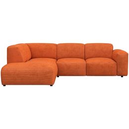 Ecksofa FLEXLUX, B:256cm H:73cm T:231cm, orange, 85% Polyester/15%Polyamide, Wohnzimmer, Sofas, "Lucera, super bequem durch hochwertigen Sitzaufbau