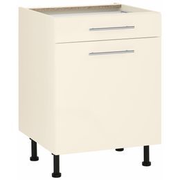 Wiho-K&uuml;chen Unterschrank WIHO K&Uuml;CHEN, B:60cm H:86,5cm T:58cm, beige, K&uuml;che, Schr&auml;nke, "Ela", Breite 60 cm, h&ouml;henverstellbare F&uuml;&szlig;e