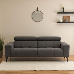 2-Sitzer DOMO collection, B:238cm H:79cm T:104cm, grau, 100% Polyester, Sofas, "Trento, mit Kufenfu&szlig; oder Einzelfu&szlig;", wahlweise mit