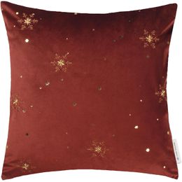 Dekokissen Tom Tailor HOME, B:38cm L:38cm, rot, Polyester, Dekokissen_Sitzkissen_Kissenh&uuml;llen, "Sparkling Stars", Kissenh&uuml;lle ohne F&uuml;llung, 1 St&uuml;ck