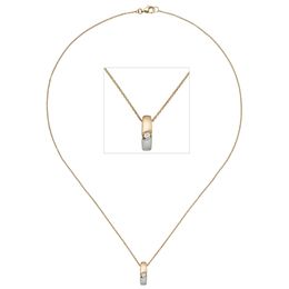 Jobo Damen Kette mit Anh&auml;nger, Diamanten Gelbgold 585, L: 43, gelb, Diamanten, Gelbgold 585, Halsketten, 585 Gold bicolor mit 1 Diamant 43 cm