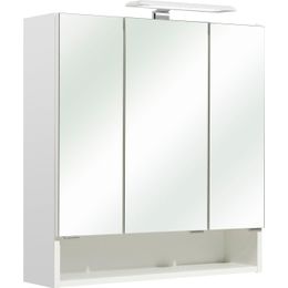 Spiegelschrank SAPHIR, B:65cm H:70cm T:20cm, wei&szlig;, Holzwerkstoff, Badezimmer, Schr&auml;nke, "Quickset 953 Badschrank, 3 Spiegelt&uuml;ren, 3 Einlegeb&ouml;den, 65