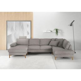 Wohnlandschaft 3C CANDY, B:339cm H:86cm T:220cm, grau, 95% Polyester, 5% Nylon, Sofas, "Lecce, wahlweise PUR-Schaumstoff oder Tonnentaschenfederkern