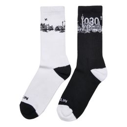 MisterTee Damen Basicsocken "MisterTee Unisex Major City 030 Socks 2-Pack", Gr. 39schwarz, wei&szlig;, Baumwolle, Elasthan, Polyester, unifarben, Socken