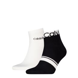Calvin Klein Herren Kurzsocken "CK MEN QUARTER LOGO STRIPE"schwarz, Baumwollmischung, Socken, mit breitem Rippenb&uuml;ndchen, Cotton-Mix